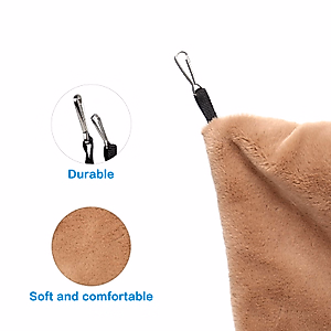 Petmolico Small Pet Hanging BunkBed Warm Hammock Bed Cage Accessories Bedding Hideout Playing Sleeping for Parrot Sugar Glider Ferret Squirrel Hamster Rat, Brown Feather - Medium Size