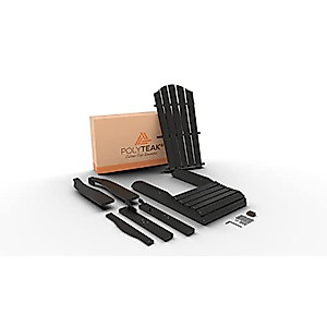 PolyTEAK Adirondack Chair Set of 4, Premium Weather Resistant Poly Lumber, Outdoor Patio Furniture, Up to 300 lb, Plastic Adirondack Chairs for Porches, Decks, and Pool Side, Element Collection, Black