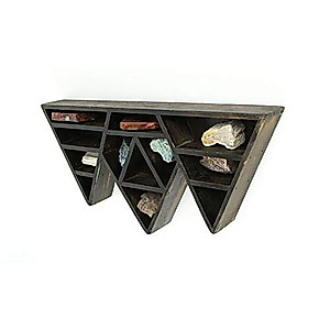 Zeckos Dark Brown Wooden Geometric Triangle Crystal Display Shelf 16.5 x 7.75 x 2 inch
