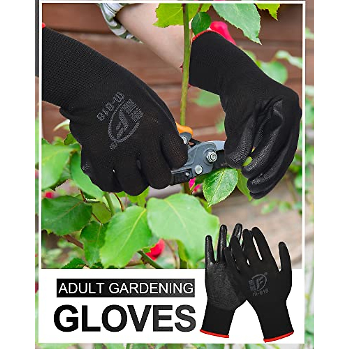 Nuogo 48 Pairs Gardening Gloves for Men Women Rubber Coated Work Gloves Garden Gloves Safety Work Gloves Construction Gloves (Red, Black)