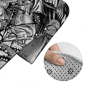 WONDERTIFY Nautical Bathroom Antiskid Pad Marine Kraken Octopus Tentacles Around Ship Monochromatic 3 Pieces Bathroom Rugs Set, Bath Mat+Contour+Toilet Lid Cover Charcoal Grey