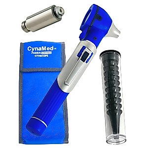 New Mini Fiber Optic Otoscope Blue (Pocket Size) Medical Ent Diagnostic Set Plus 1 Extra Replacement Bulb Cynamed
