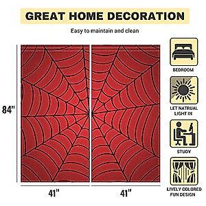 Allenjoy Superhero Spider Web Children Red Window Curtains for Boy Kids Baby Room Bedroom Nursery Toddler Home Office Decor Decorations Durable Fabric Machine Washable 82 in x 84 in