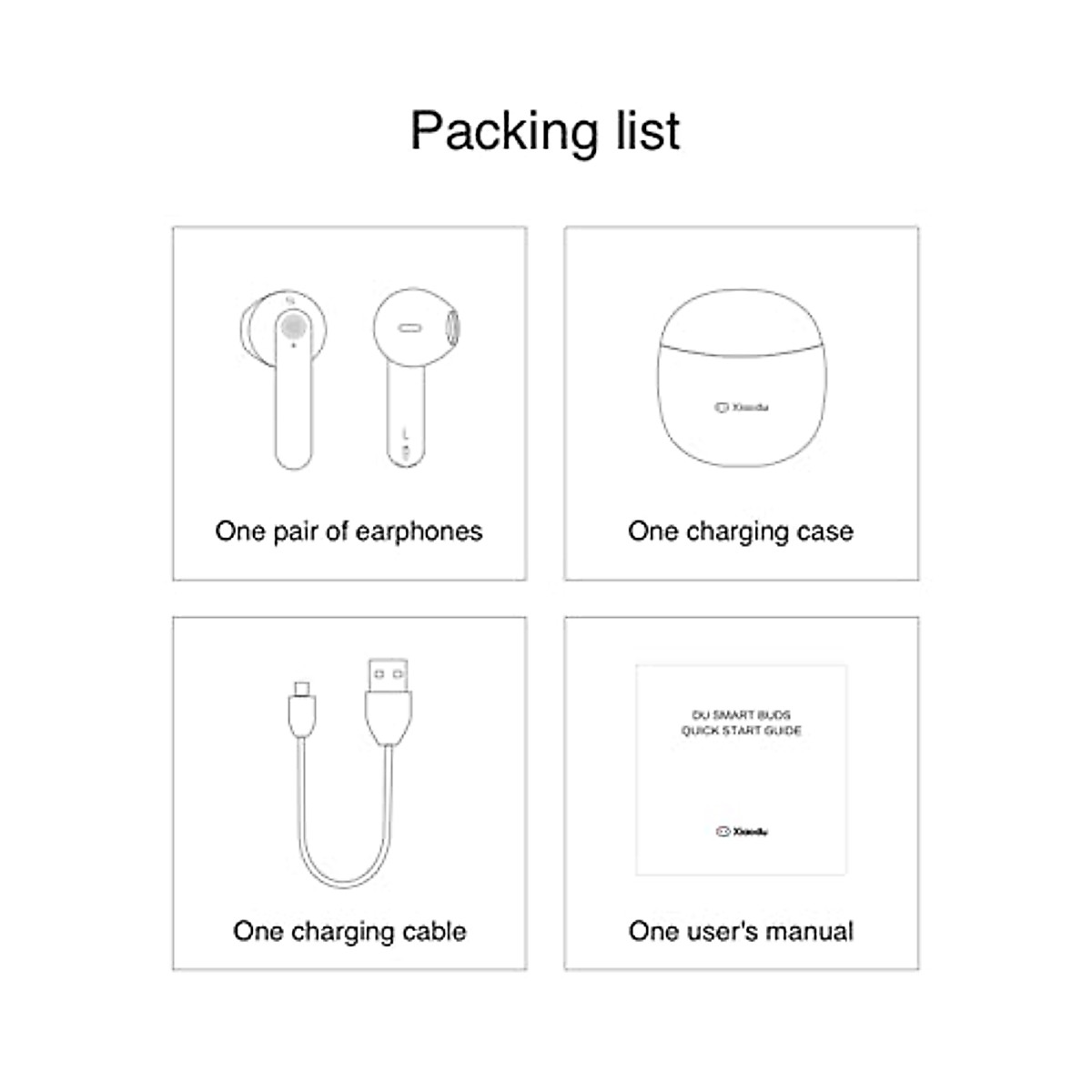 XIAODU Smart Wireless Earbuds, Voice Note Lightweight Headphone, with 13mm Dynamic Driver Unit and Type-C Charging Case, Mic, Sweat Proof, in-Ear Stereo Earphones for Sports