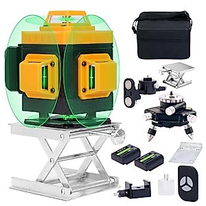 Angel Kiss Laser Level Self Leveling 4x360° 4D Green Cross Line Laser Tool for Construction and Picture Hanging, 2 Rechargeable Battery, Remote Controller, Magnetic Rotating Stand Included