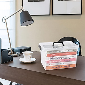 Guankan 4-Pack 10 L Plastic Storage Bin with Handle, Clear Latching Container Box