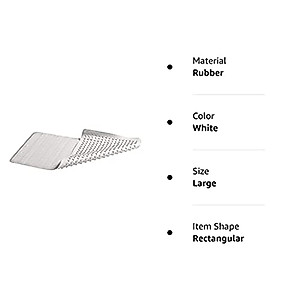 Rubbermaid Commercial Products Bath Tub and Shower Mat, Safti-Grip Non-Slip Bathroom Mat for Shower/Bathtub with Suction Cups, Machine Washable, 28-Inch X 16-Inch, Large, White