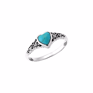Boma Jewelry Sterling Silver Turquoise Heart Ring, Size 7