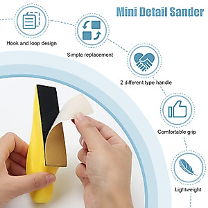 Windspeed 2+70 Pcs Mini Detail Sander, Finger Sanders for Wood Micro Sander for Detail Work Finger Sander for Crafts Small Projects, Include 40 60 80 120 150 220 400 Grit Sandpaper