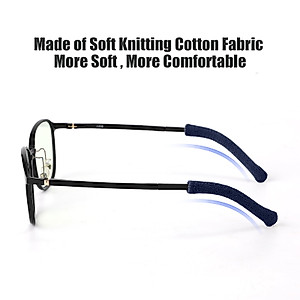 PEUTIER 4pcs Eyeglass Ear Cushions, Knitted Cotton Anti Slip Temple Pads Eyeglass Temple Tips Eyeglass Ear Pads Eyewear Retainer Glasses Arm Sleeve for Sunglasses Glasses Reading Glasses (Navy Blue)