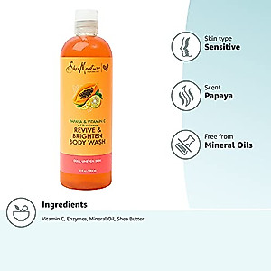 SheaMoisture Body Wash For Dull, Uneven Skin Papaya and Vitamin C Paraben Free Body Wash 13 Oz