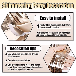 6 Pack Champagne Gold Foil Fringe Curtain Backdrop, 3.28Ft x 8.2Ft Metallic Tinsel Foil Fringe Streamer Curtains for Photo Booth, Halloween, Christmas, Birthday, Wedding Party Decorations