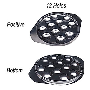 Proshopping 4 PCS Stainless Steel Snail Escargot Plate Set, Large Escargot Baking Dish Platter with Tong and 2 Forks, Round Mushroom Escargot Serving Tray, French Escargot Grill Pan, 12 Holes - (8.7")