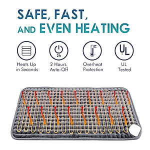 DAILYLIFE Heating Pad for Back Pain Relief, 20"x24" Electric Heating Pads for Cramps, Back, Shoulder and Neck with 6 Heat Settings, Fast-Heating Technology, Auto Shut Off, UL Certificated, Gray