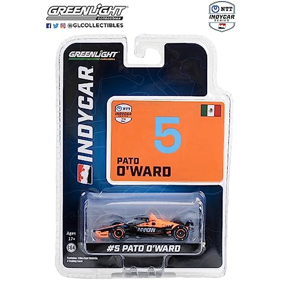 Dallara IndyCar #5 Pato O’Ward Arrow Arrow McLaren NTT IndyCar Series (2023) 1/64 Diecast Model Car by Greenlight 11557