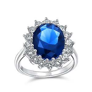 Bling Jewelry Royal CZ Sapphire Color Engagement Ring Kate Middleton Actual Size 8-Prong - Size 7