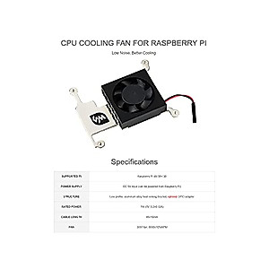 Waveshare Low-Profile CPU Cooling Fan for Raspberry Pi 4B/3B+/3B with Aluminum Alloy Bracket Include GPIO Adapter