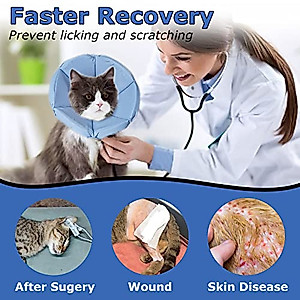 Comfortable Cat Recovery Collar - Soft Cone Alternative for Cats & Kittens, Stops Licking & Scratching, Drawstring Closure