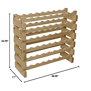 DisplayGifts Modular Stackable Wine Rack Freestanding Wooden Wine Stand Storage Holder, For Basement Pantry Room Wine Cellar or tight space, Wobble-Free 36 Bottle Capacity 6 X 6 Rows (Unfinished Wood)