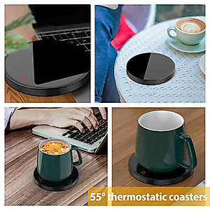 Yifeishixun Electric Coffee Cup Warm Desk, Smart Coffee Cup Heated Coffee Tea Beverage Milk Cocoa Water Soup, Touch Sensing ON / Off, Coffee Warming Plate Office Home Desk Use{Black} (YFSP01)