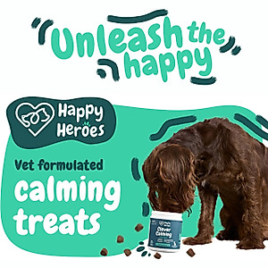 Happy Heroes - Clever Calming Dog Treats, 100% Natural Supplement, Behavioural Health, Reduces Stress, Fear, Hyperactivity, Aggression, Provides Dog Anxiety Relief & Relaxation