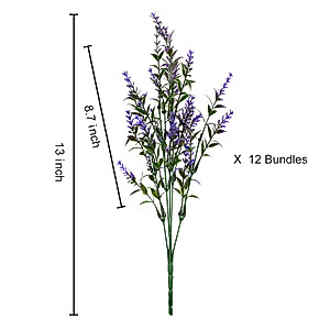 Purple Artificial Lavender 12Pcs Lavenders Plant Faux Flowers Artificial Plants Outdoor Plastic Flowers Uv Resistant Lavender Bouquet Fake Flowers Outdoor Kitchen Garden Window Home Front Porch Decor