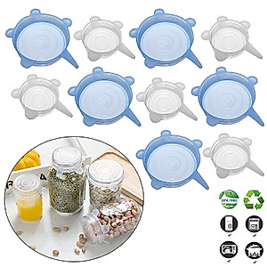 Adpartner Silicone Stretch Lids Pet Food Can Covers (10-Pack, 2.6+3.74 Inch), Reusable BPA-free Storage Covers for Soda/Beer Cans, Regular and Wide Mouth Mason Jars, Perfect fit for 2.4 to 4.3 Inches