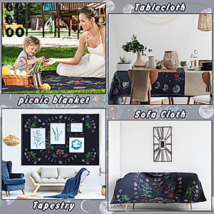 Botanical Moon phase Tapestry,Floral Plants Tapestry Wall Hanging Decor Moonlit Garden Wall Hanging Decor Mysterious Tapestry present Art Wall Hanging for Home Decor, 39.4 x 59.1 Inches