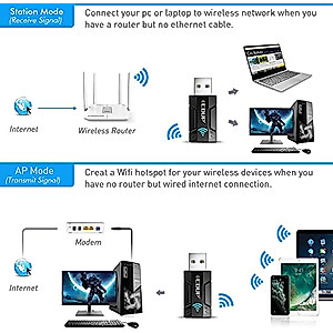 EDUP AC 1300Mbps USB WiFi Adapter for PC USB 3.0 Wireless Dongle, 5Ghz /2.4Ghz Dual Band 802.11ac Network Adapter for Desktop Laptop,Built-in Antenna Supports Windows 10/8/7/XP/Vista/Mac10.6~10.15