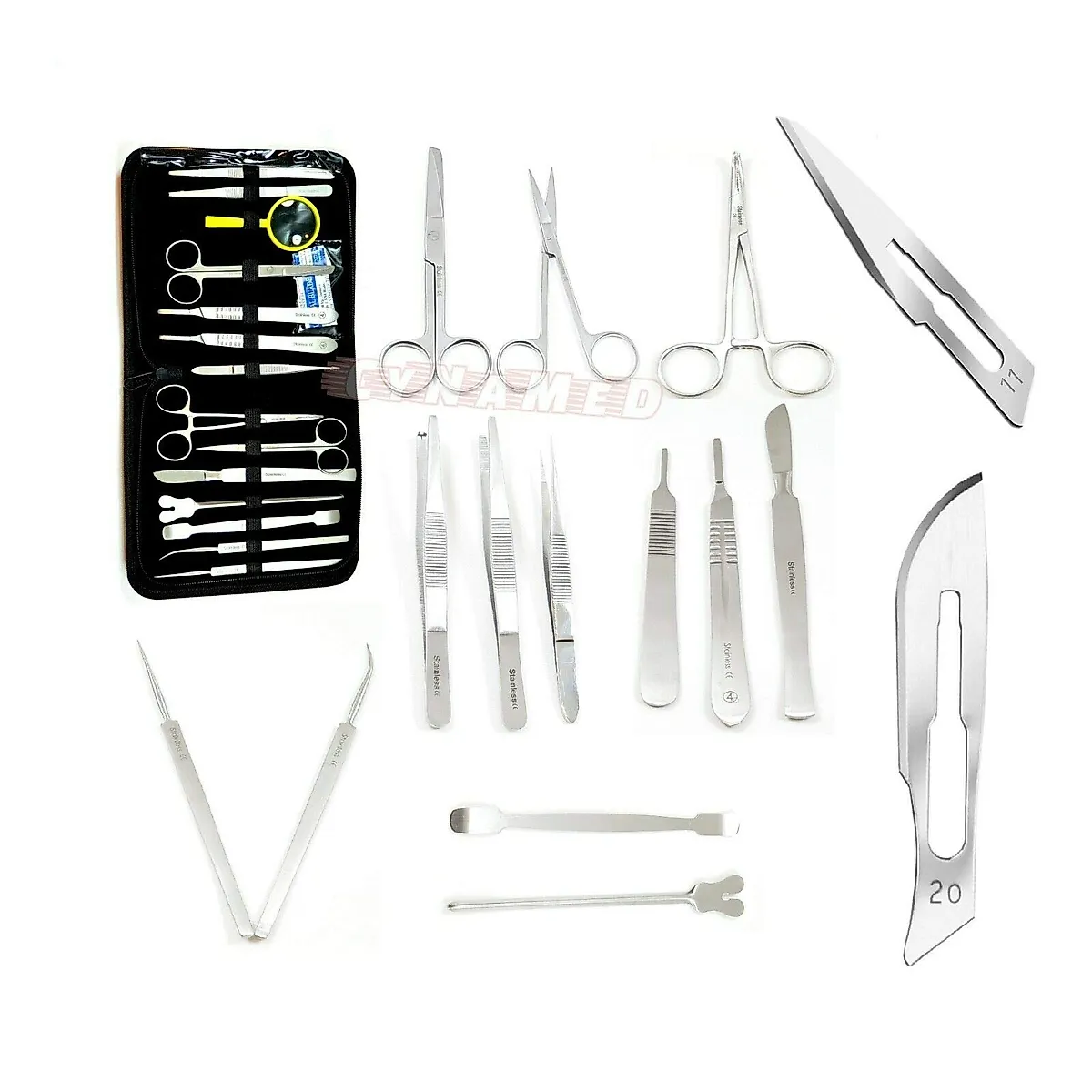 Premium 34 Pcs Advanced Biology Lab Anatomy Student Dissecting Dissection Kit Set with Scalpel Knife Handle Scalpel Blades (All in One with Zipper Case) Blades