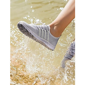 SEEKWAY Mens Womens Water Shoes Quick Dry Aqua Shoes Barefoot for Beach Surf Hiking Pool Water Sports AD051 White