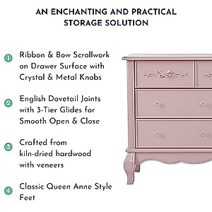 Evolur Aurora Dresser, 54x20.3x34 Inch (Pack of 1), Dusty Rose