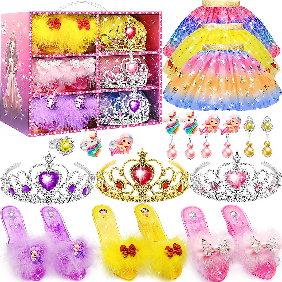 Kids Toys for Girls,Toddler Girl Toys Princess Dress Up Clothes for Little Girls,Unicorns Gifts for Girls,Princess Shoes Costume Toys for 3 4 5 6 7 8 Year Old Girls Christmas Brithday Gifts Ideas