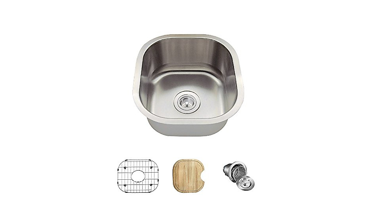 MR Direct 1716-16-ENS Stainless Steel Undermount Single Bowl Kitchen ...