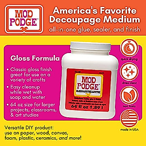 Mod Podge Gloss Sealer, Glue & Finish: All-in-One Craft Solution- Quick Dry, Easy Clean, for Wood, Paper, Fabric & More. Non-Toxic - Craft with Confidence, Made in USA, 64 oz., Pack of 1