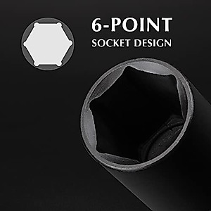 EMENTOL 7PCS 1/2"Drive Deep 6-Point Spindle Axle Nut Impact Socket Set, CR-MO, 1/2" Drive Deep Impact Socket Set, 1-3/8 Inch - 1-3/4 Inch