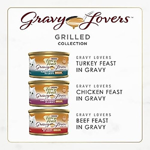 Purina Fancy Feast Gravy Lovers Poultry and Beef Grilled Gourmet Wet Cat Food Variety Pack - (Pack of 30) 3 oz. Cans