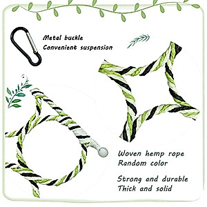 Bird Hemp Rope Net Swing,Parrot Perch Climbing Rope Ladder,Hammock Hanging on Parakeet Cage wiht 2 Hooks,Chew Toys for Greys Cockatoo,Cockatiel,Conure,Lovebirds,Canaries,Little Macaw 13.8" x 23.6"