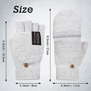 SATINIOR 4 Pairs Fingerless Gloves for Women Winter Warm Mittens with Cover Convertible Knitted Mittens for Cold Weather (Stylish Colors)