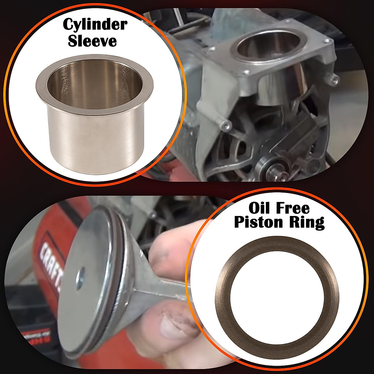 KK-4835 Compressor Piston Kit Connecting Rod Replacement Kit Perfectly Fits for Sears Craftsman Devildiss Dewalt Porter Cable Oil Free Air Compressor Pump, Comparable to KK-4835 KK-5081 A02743