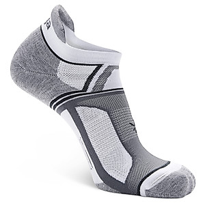 Balega Hidden Contour Upcycled Impact Resistance / Cushioning Performance No Show Athletic Running Socks for Men and Women (1 Pair) White/Grey, Medium