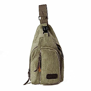 Men Women Sling Bag Chest Fanny Packs Cross Body Travel Sports Shoulder Backpack (Military Green)