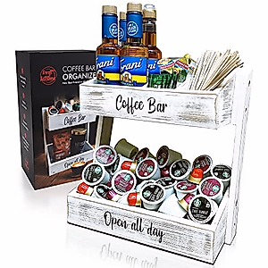 Kraft Kitchen 2 Tier Coffee Bar Organizer - Coffee Station Organizer for Countertop - Coffee Bar Accessories and Organizer - Coffee Organizer Station - Coffee Bar Decor - Coffee Bar Essentials