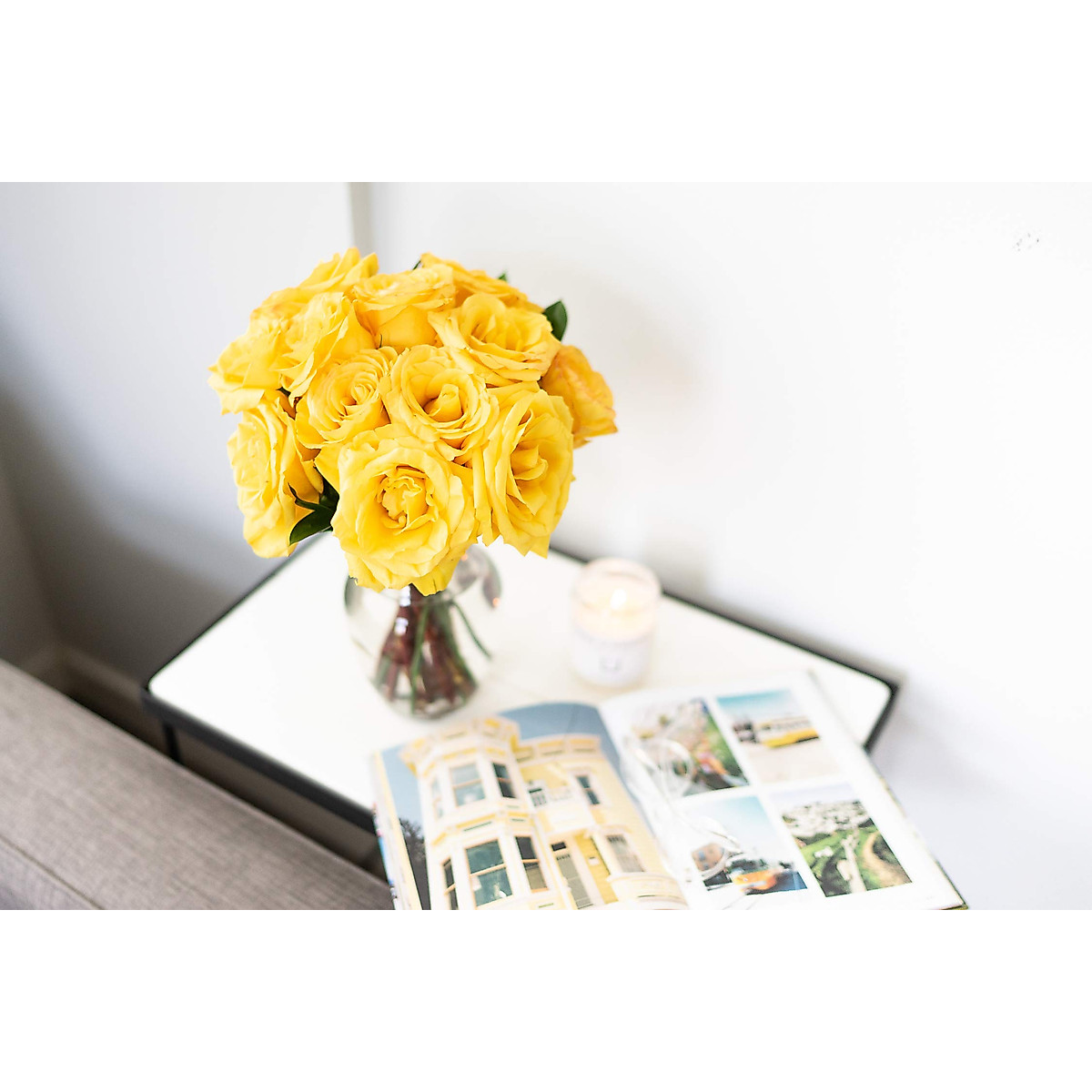 DELIVERY BY FRIDAY, 8/2 GUARANTEED IF ORDER PLACED BY 8/1 BEFORE 2PM EST From You Flowers - One Dozen Yellow Roses with Glass Vase (Fresh Flowers) Birthday, Anniversary, Get Well, Sympathy,