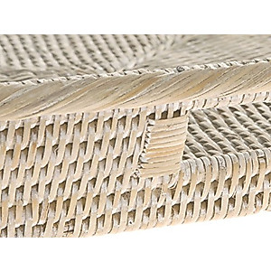 KOUBOO 1020047 La Jolla Rattan Square Serving Tray, 17.5" x 17.5" x 2.75", White Wash