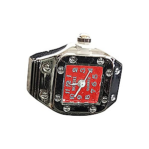 Women Rings Wedding Bands - Promise Rings Vintage Roman Watch Finger Fashion Numerals Ring Watch Rings Stacking Fingerings for Teen Girls (red, One Size)