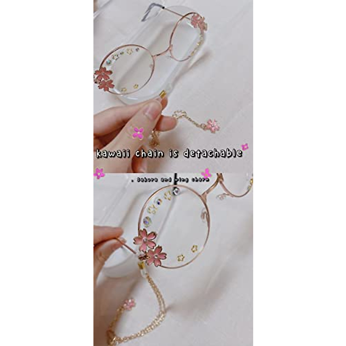 Kawaii Glasses With Chain Kawaii Accessories Glass Case Included Cute Glasses Cosplay Accessories Kawaii Sakura Accessories