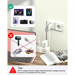 European Travel Plug Adapter with USB, WRXDMC Adapters for Travel Europe, US to Europe International Power Adapter Travel Essentials with 6 Outlets 3 USB for EU Spain France Germany Iceland Greece