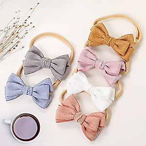 VISBL Baby Girl Headbands and Bows, Newborn Infant Toddler Nylon Elastics Hairbands Hair Accessories