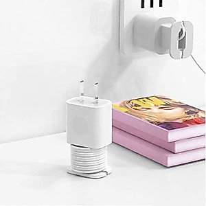 2 In 1 Silicone Charger Protector, Compatible with 20W/18W USB-C Chargers, Data Cable Winder Anti-Break Protection Cable Storage, Suitable for 11/12 Charger Waterproof Silicone Protective Case (White)